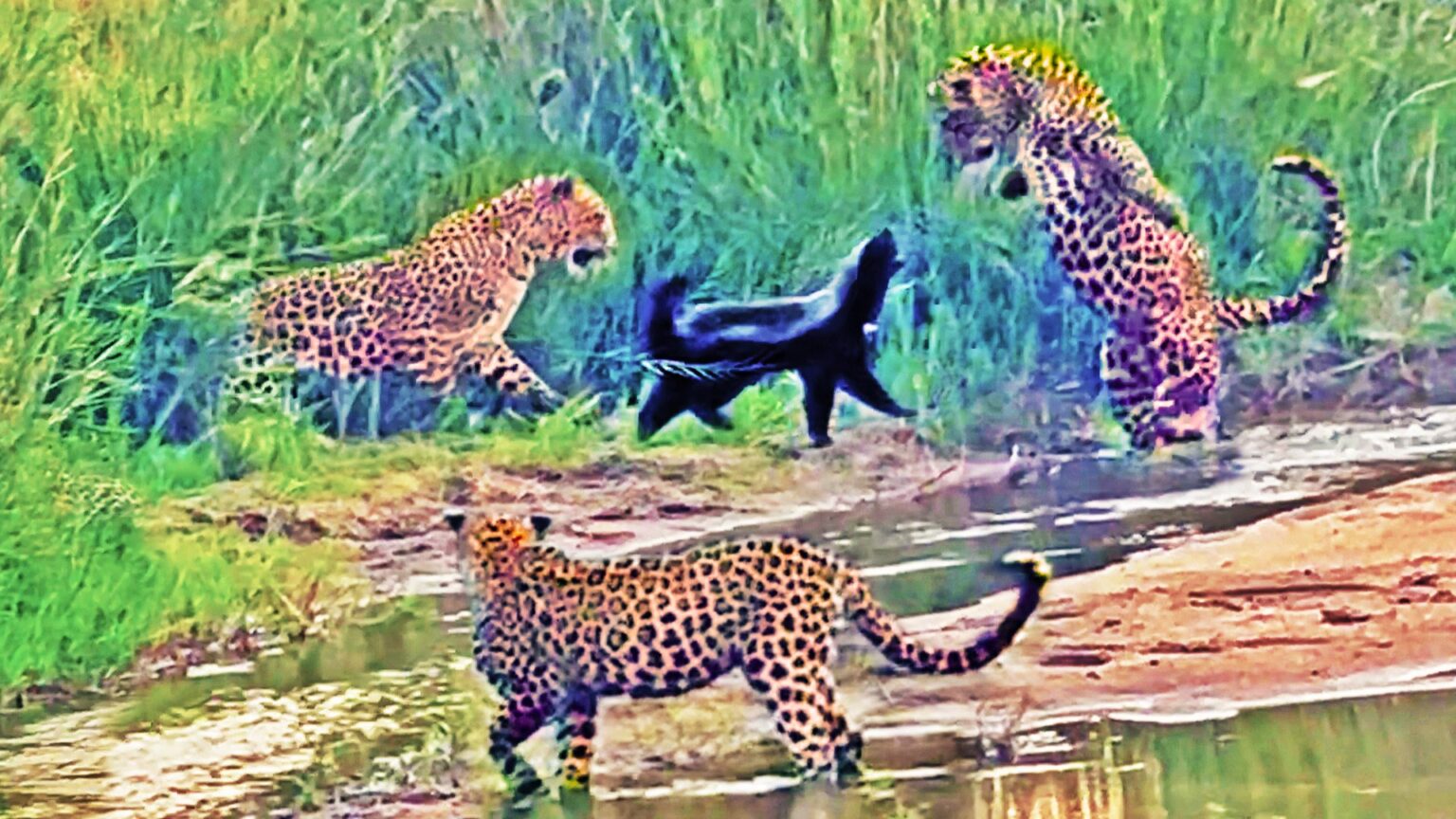 3 Leopards Have Epic Battle with Honey Badger - Wildlife Conservation